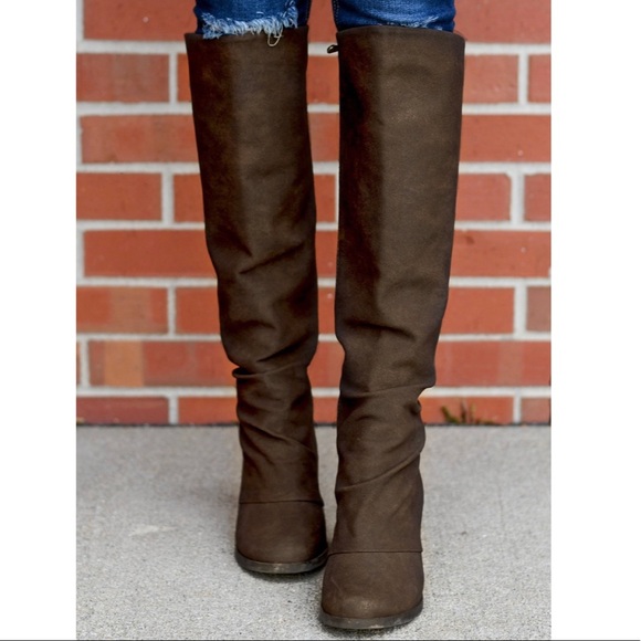 Buckle | Shoes | Chocolate Brown Distressed Tall Knee High Boots | Poshmark